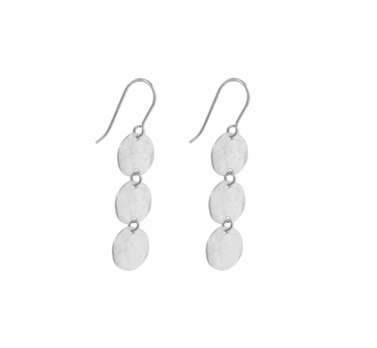 Triple Mini Disc Earring Hammered Gold,Silver,Rose Gold | Misuzi